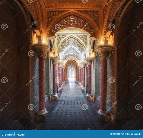 Gallery Corridor At Monserrate Palace Sintra Portugal Editorial