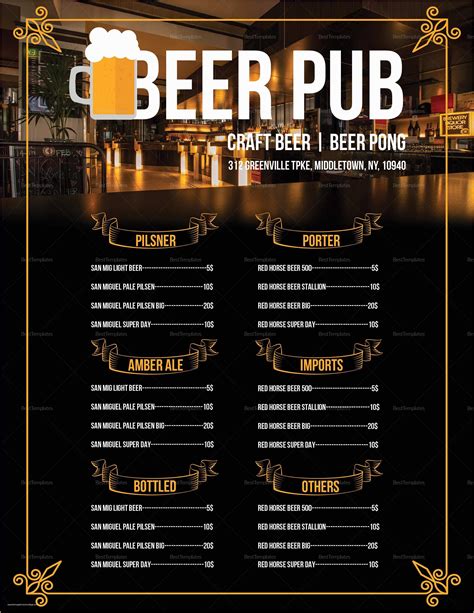 Bar Menu Layout At Claire Brownless Blog