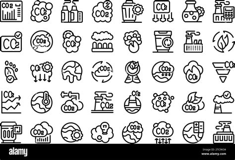 Carbon Management Icons Set Outline Vector Business Reduction Chart