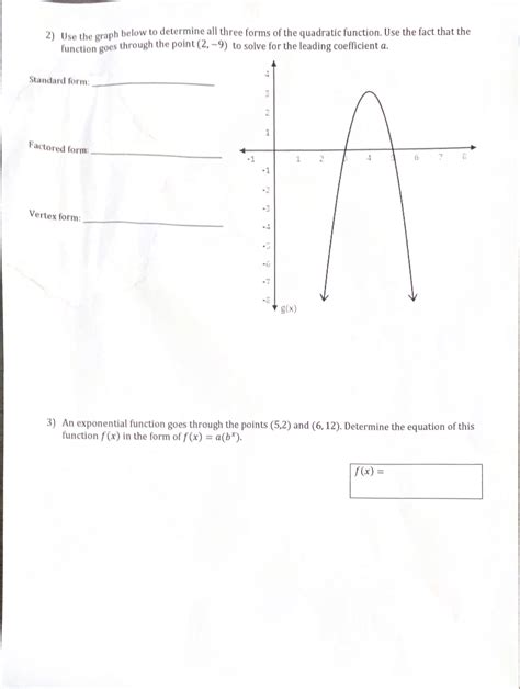 Solved 2 Use The Graph Below To Determine All Three Forms