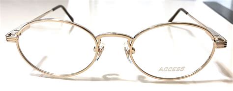 New Gold Access Eyeglasses Roundish Frames ~ Unique Bridge Discontinued