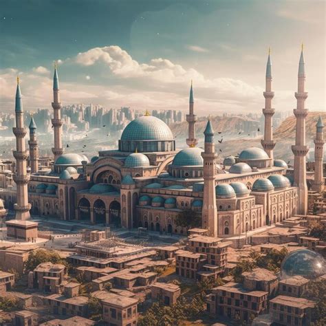 Premium Ai Image Mosque In The Middle Of The City