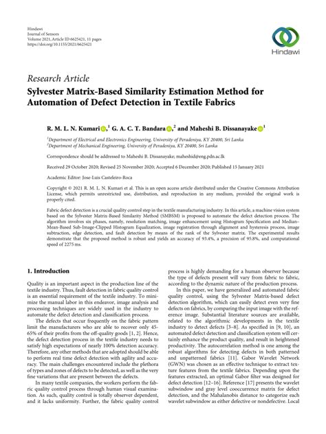 Pdf Sylvester Matrix Based Similarity Estimation Method For Automation Of Defect Detection In