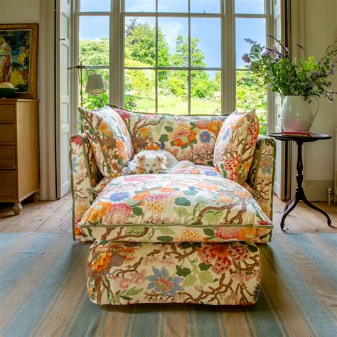 Coco Footstool With Contrast Piped Knife Edge Cushion In Gp J Baker