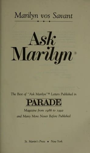 Ask Marilyn By Marilyn Vos Savant Open Library