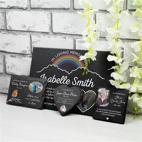 Personalised Photo Slate Memorial Plaque Custom Slate Plaque Grave