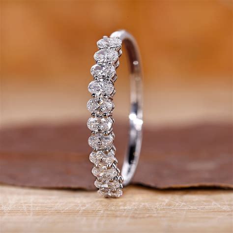 Half Eternity Oval Diamond Wedding Band
