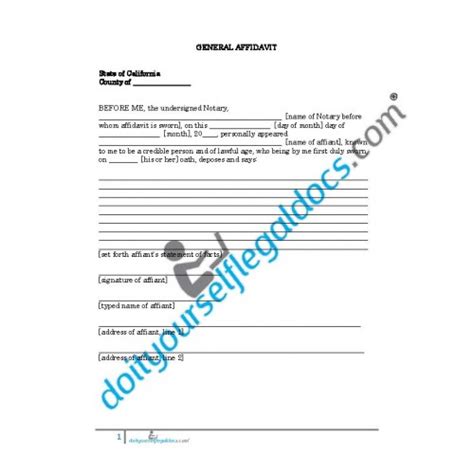 General Affidavit California Business Document Form Download Online