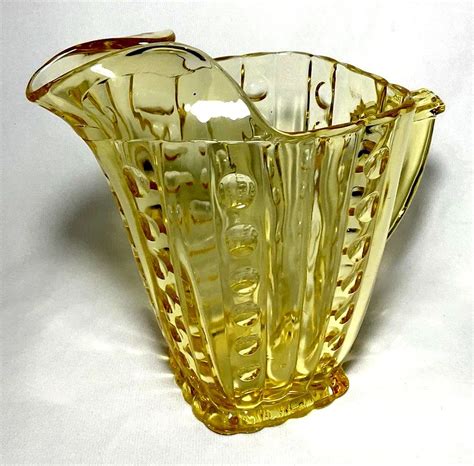 Heisey ~ Vintage 64 Oz Pitcher Wice Catcher Old Sandwich Yellow 1404 4893643096