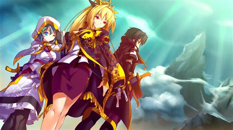 Bandage Blonde Hair Dress Game Cg Long Hair Sengoku Hime Short Hair Sky