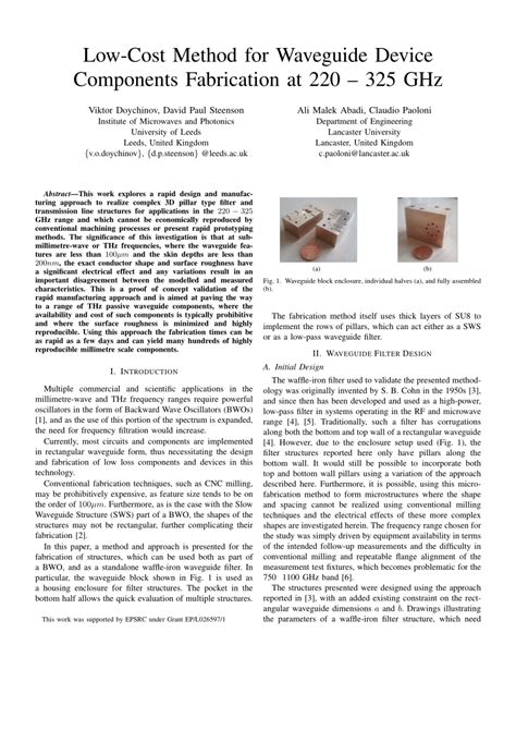 Pdf Low Cost Method For Waveguide Device Components Fabrication At