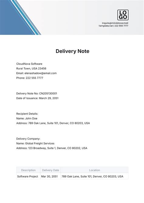 Free Collection And Delivery Note Template To Edit Online