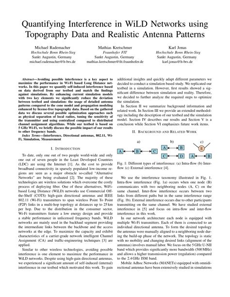 Pdf Quantifying Interference In Wild Networks Using Topography Data And Realistic Antenna Patterns