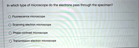 In Which Type Of Microscope Do The Electrons Pass Through The Specimen Fluorescence Microscope