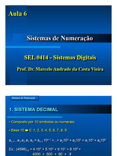 Aula 6 Sistemas De Numeracao 250519 174813 Pdf Codificação Binária Decimal Notação