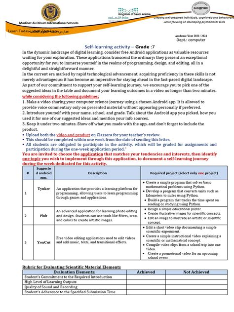 computer dept self learning activity grade 7 english version