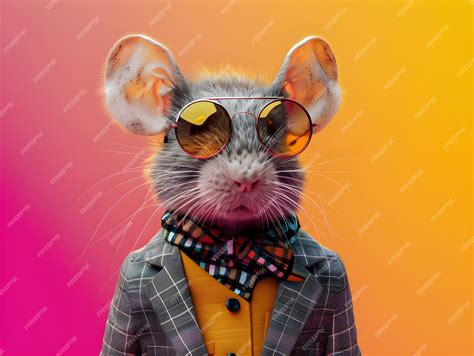 A Rat Wearing Sunglasses And A Suit With A Tie And Sunglasses Premium