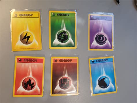 Vintage Pokémon Base Set Energy Set Lot Of 6 Cards 1 Of Each Energy Lot