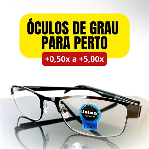Óculos De Leitura Metálico Retangular Cinza Com Lente De Grau 050 Até 500 Óculos Pronto Para