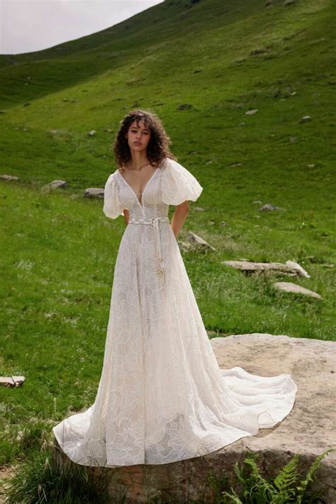 Etta A Line Wedding Dress With Sleeves Ariamo Boho