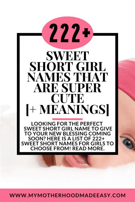 222 Sweet Short Girl Names That Are Super Cute [ Meanings] My