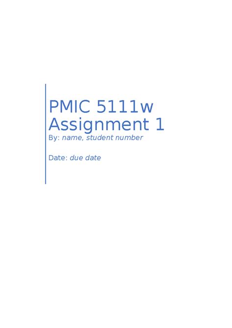 Pmic5111 W Assignment 2 Template 24 Pmic 5111w Assignment 1 By Name
