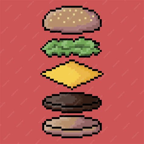 Un Pixel Art De Una Hamburguesa Con Un Triángulo Verde Encima