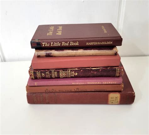 Small Red Book Bundle Instant Library Vintage Book Collection Home