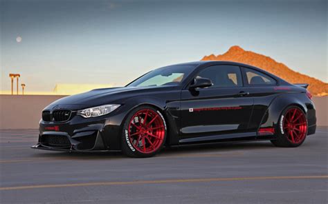 Download Wallpapers F82 Tuning Bmw M4 Stance Red Wheels 2018 Cars Supercars Black M4 Bmw
