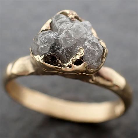 Raw Diamond Engagement Ring Rough Uncut Diamond Solitaire Recycled 14k