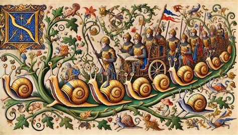 A Medieval Illuminated Manuscript Marginalia Ai Generated Stock