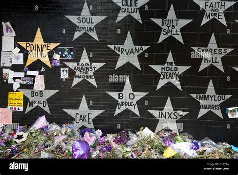 Gold star and memorial tribute for the musician Prince at the First Avenue & 7th Street Entry ...