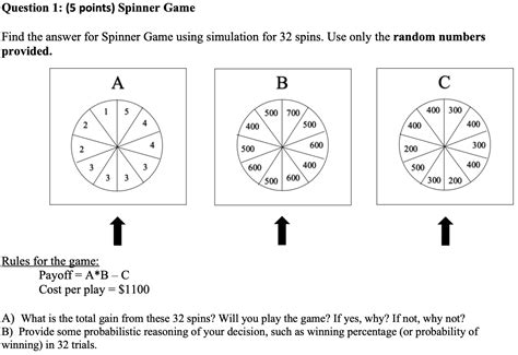 Find The Answer For Spinner Game Using Simulation For