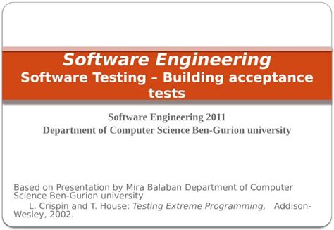 Pptx Software Engineering Software Testing Building Acceptance