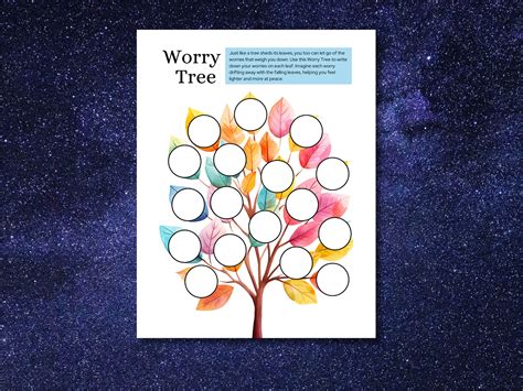 Worry Tree Printable Anxiety Worksheet Counselor Worksheet Etsy