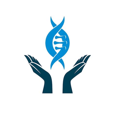 Premium Vector Caring Hands Hold A Model Of Human Dna Bioengineering