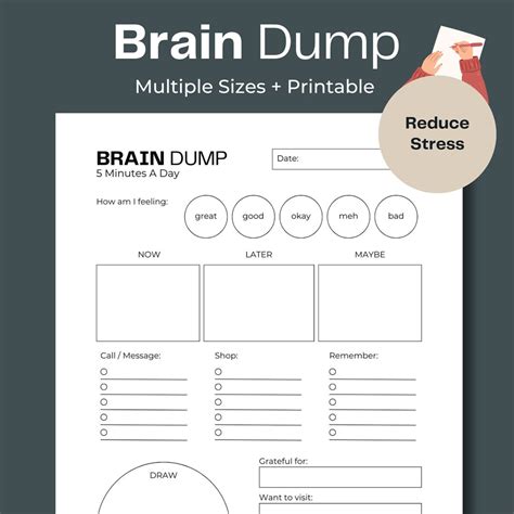 Brain Dump Printable Adhd Brain Dump To Do List Printable Etsy