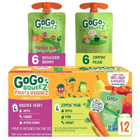 Gogo Squeez Variety Fruit And Veggies Applesauce On The Go Pouch 38