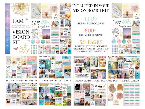 2026 Vision Board Printable Bundle Manifest Happiness Pdf Mood Board