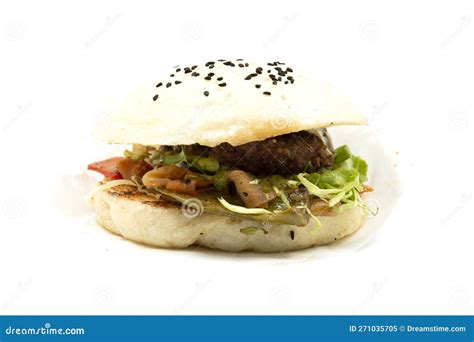 White Hamburger On White Background Stock Image Image Of Grilled