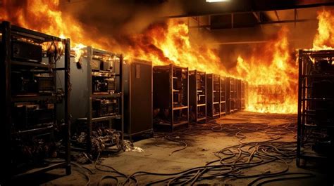Premium Photo A Room Filled With Lots Of Computer Equipment On Fire