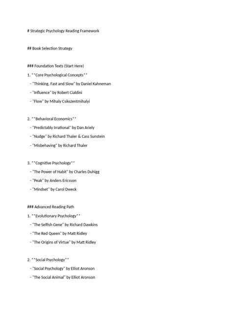0strategic Psychology Reading Framework Pdf Behavioral Economics Psychology
