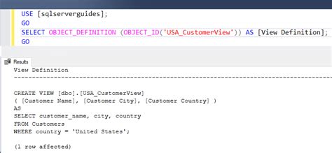 How To See View Definition In Sql Server