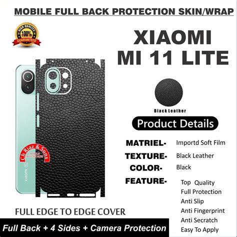 Xiaomi Mi 11 Lite Full Back 360 Premium Protection Skin Wrap Leather Black Texture Price In