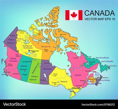 Canada Map With Provinces All Territories Vector Image