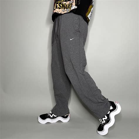 Nike Nike Sweatpants Dark Grey Cotton Baggy Fit White Swoosh Grailed