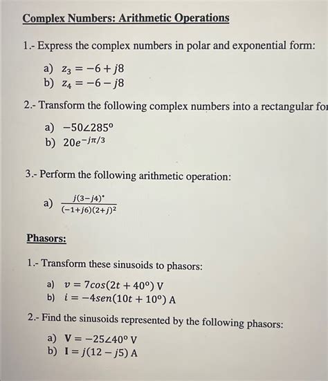 Get Answer Complex Numbers Arithmetic Operations Express The
