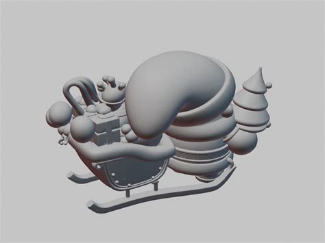 🎅 Chibi Santa Claus With Mini Tree And T Filled Sleigh・ Stl File For