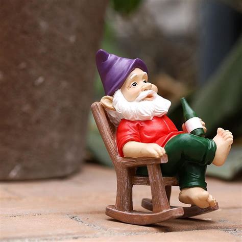 Handmade Garden Gnome Figurine Resin Rocking Chair Decor 8x12 Cm Etsy