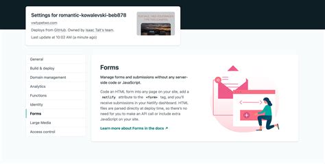 netlify form not appearing in site settings menu support netlify